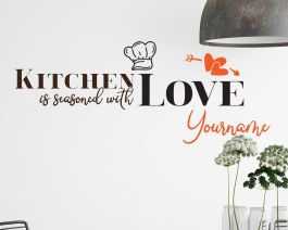 Kitchen Is Seasoned with Love Kitchen Quotes Wall Decal | Huetion