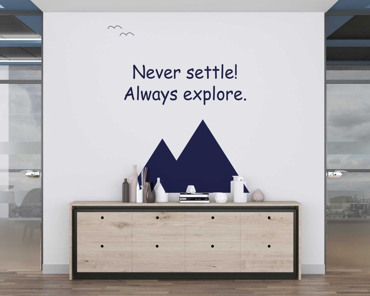 Never Settle, Always Explore Inspiring Quotes Wall Decals | Huetion