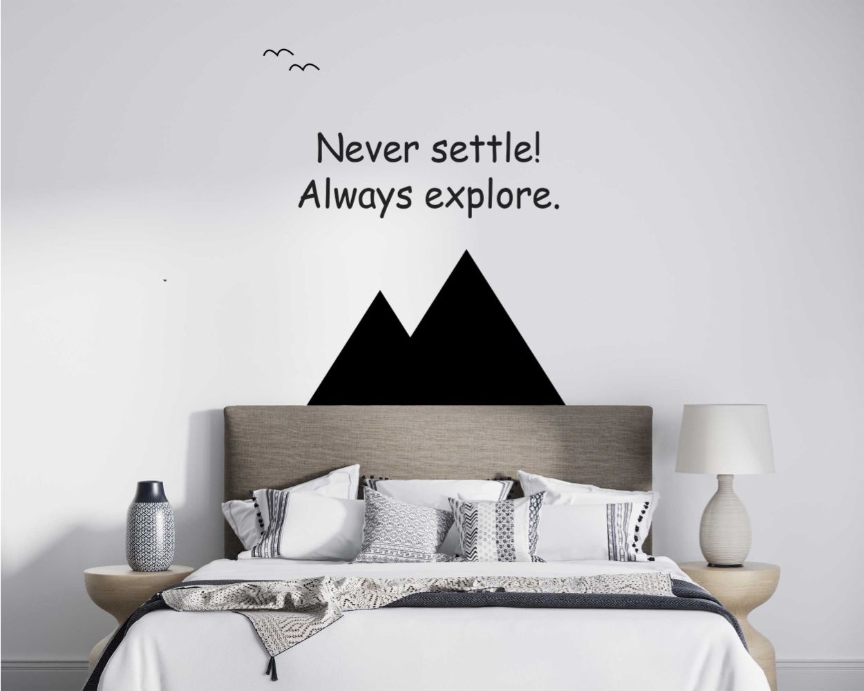 Never Settle, Always Explore Inspiring Quotes Wall Decals | Huetion